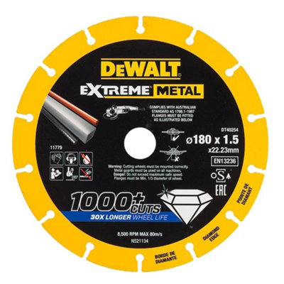 Dewalt DT40254-QZ Extreme Metal Diamond Cutting Disc 180 x 22.23 x 1 ...