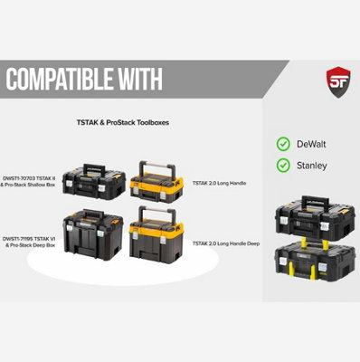 Dewalt DWST1-70706 TStak IV Tool Storage 2 Shallow Draws + 2x 30mm ...