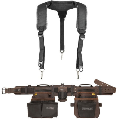 Dewalt DWST50113-1 Heavy Duty Leather Toolbelt Hammer Holder Multi Pouch +Braces | DIY at B&Q