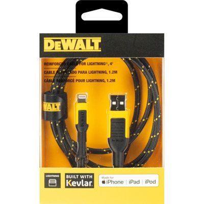 Dewalt Lightening USB iPhone iPad Charging Cable 4ft 1.2m Reinforced ...