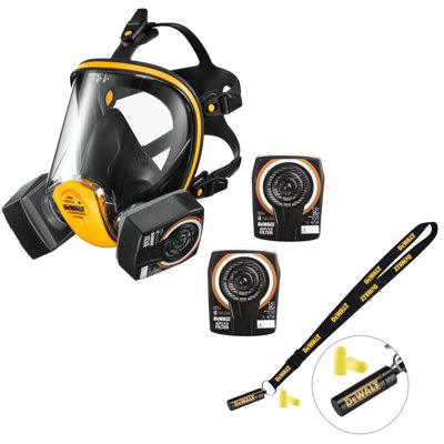 Dewalt Medium A2P3 Full Face Dust Mask Respirator + Extra Filters + Ear ...