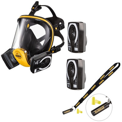 Dewalt P3 Filter Full Face Dust Mask Respirator + Ear Plugs + Extra P3 ...