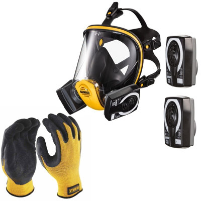 Dewalt P3 Filter Full Face Dust Mask Respirator Med + Gloves + Extra P3 ...