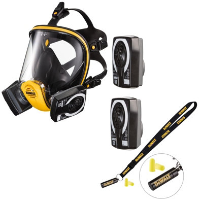 Dewalt P3 Full Face Dust Mask Respirator Large + Extra P3 Filters + Ear ...