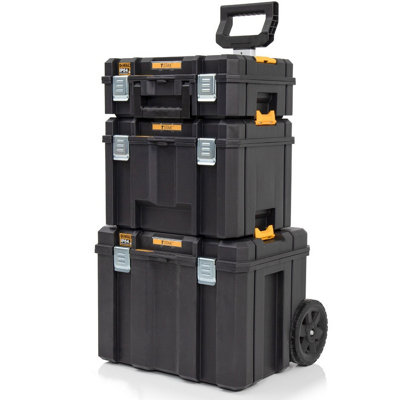 Dewalt TStak 2.0 3 PC Tower Tool Storage Boxes Shallow Deep Box Wheeled ...