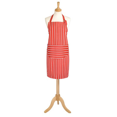 Dexam Butcher's Stripe Apron, Red | DIY at B&Q