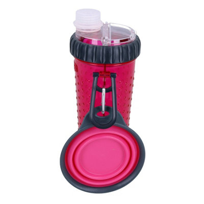 DEXAS Pink 360ml Portable Snack-Duo Chambered Hydration Bottle & Cup ...