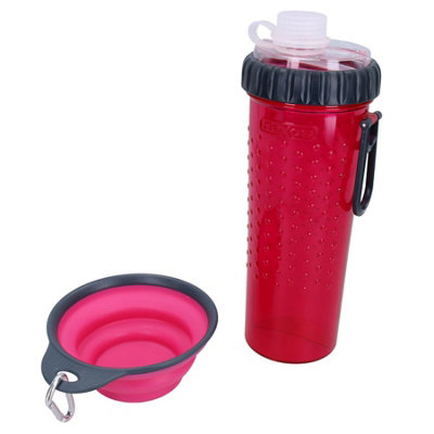 DEXAS Pink 360ml Portable Snack-Duo Chambered Hydration Bottle & Cup ...