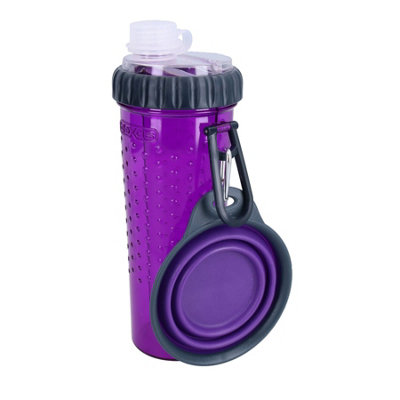 DEXAS PURPLE 360ML PORTABLE SNACK-DUO CHAMBERED HYDRATION BOTTLE & CUP ...