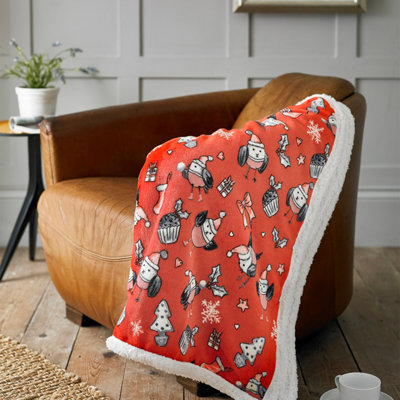 Deyongs Rocking Robin Cuddly Sherpa Fleece Reversible Throw