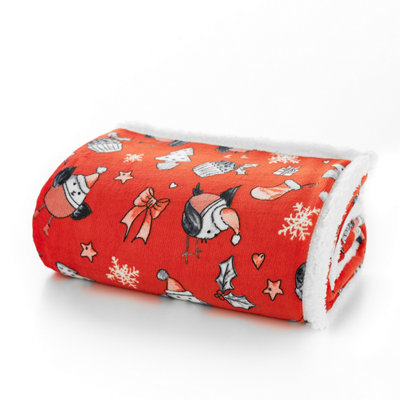 Deyongs Rocking Robin Cuddly Sherpa Fleece Reversible Throw