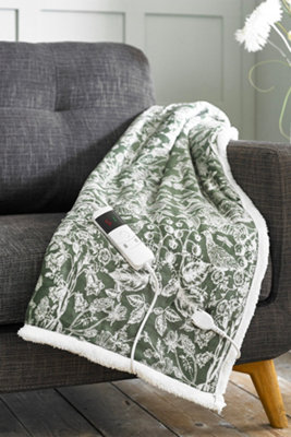 Deyongs Secret Garden Green Heated Throw