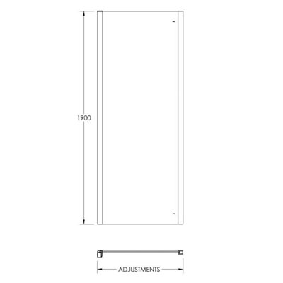 Dezine 8mm, 700mm Shower Enclosure Side Panel