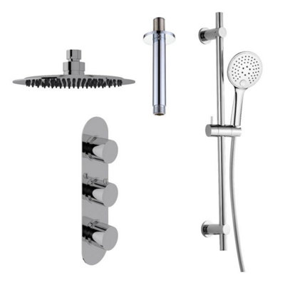 DEZINE ALTO CONCEALED SHOWER KIT WITH SLIDE RAIL KIT AND CEILING ...