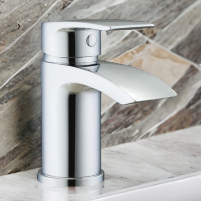 Dezine Amur Mini Basin Mixer with Push Button Waste