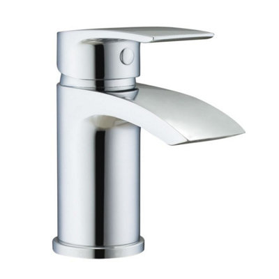 Dezine Amur Mini Basin Mixer with Push Button Waste