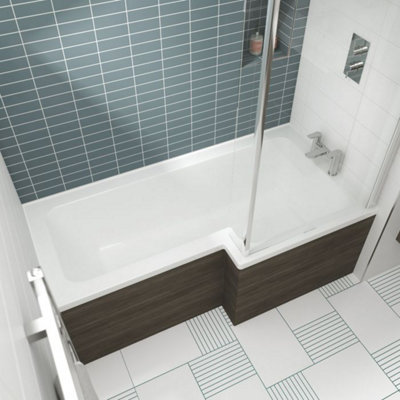 Dezine Cubo 1500 x 850mm L Shaped Right Hand Shower Bath | DIY at B&Q