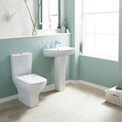 Dezine Cubo Close Coupled Toilet with Upgraded Soft Close Seat