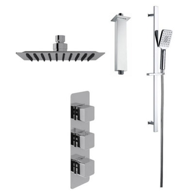 Dezine Cubo Concealed Shower Kit with Slide Rail Kit and Ceiling ...