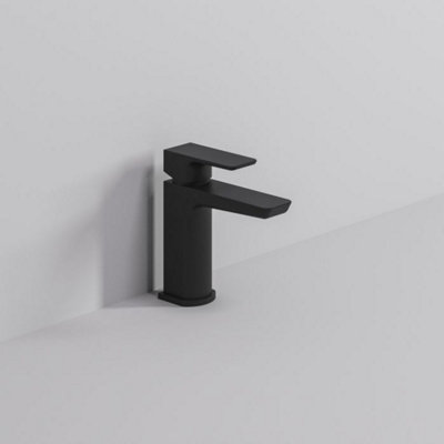 Dezine Frisco Pro Black Basin Mixer with Push Button Waste
