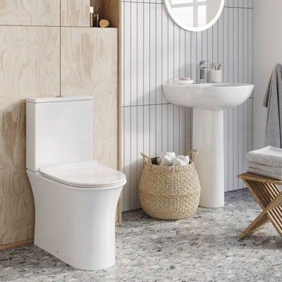 DEZINE LYD RIMLESS CLOSED BACK CLOSE COUPLED TOILET WITH NITH SOFT ...
