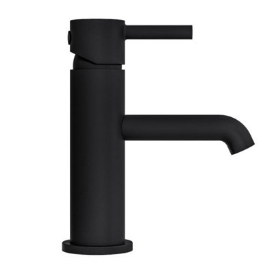 Dezine Pennar Black Basin Mixer with Push Button Waste
