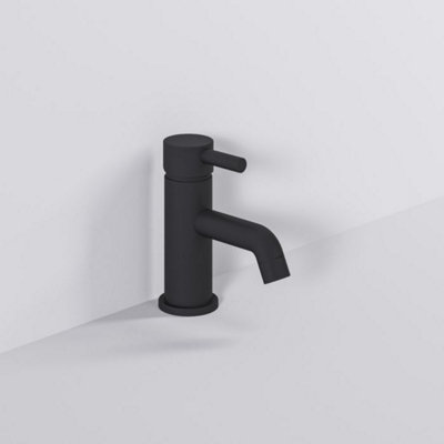 Dezine Pennar Black Mini Basin Mixer with Push Button Waste