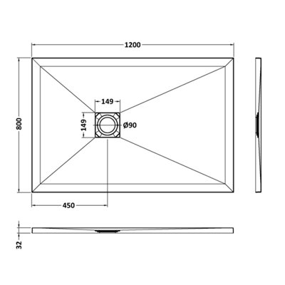Dezine Pro 6mm 1200 x 800mm Sliding Door Shower Enclosure with Grey ...