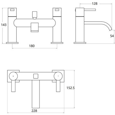 Dezine Purus Bath Mixer with Shower