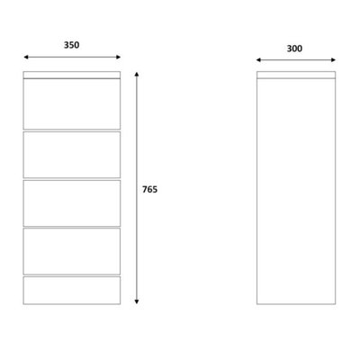 Dezine Velvare 350mm Gloss White 3 Drawer Unit (300mm deep)