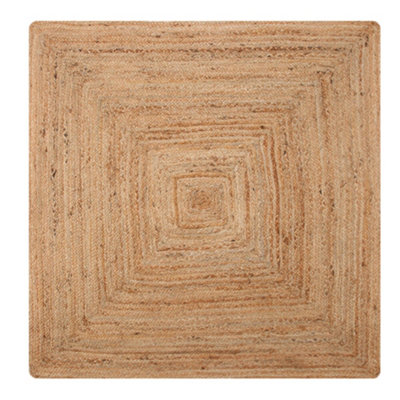 DHAKA Rustic Square Rug Hand Woven Mat with Natural Fibre Indian Jute ...