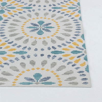 DHENA In- & Outdoor Modern Light Grey/Dark Teal Area Rug 160 x 213 cm