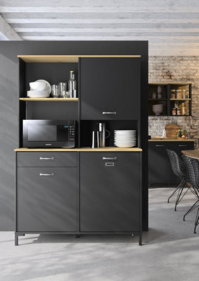 Diagone Oak & Black Finish Sideboard | DIY at B&Q