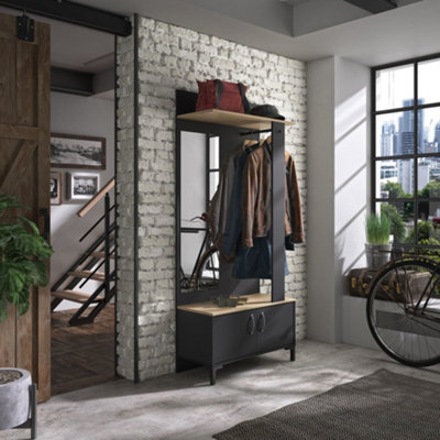 Diagone Oak & Black Hallway Unit