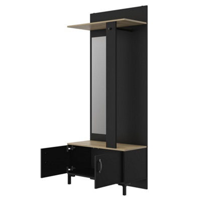 Diagone Oak & Black Hallway Unit