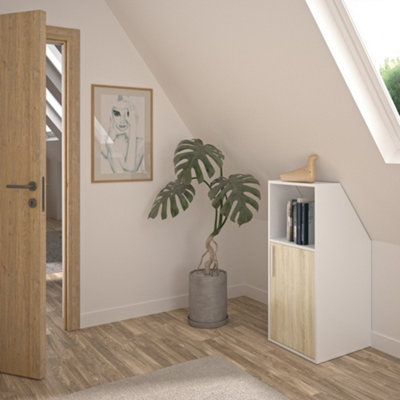 Diagone Oak & White Storage Chest