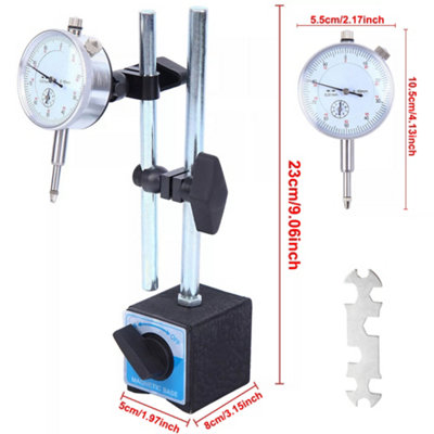 Dial Test Indicator (DTI) Gauge Kit with Magnetic Base Stand - 0-10mm ...