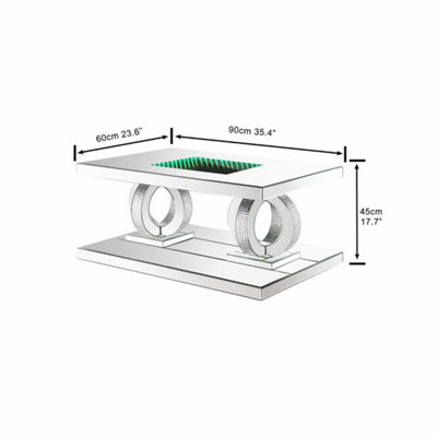 Diamond Crush Mirrored Coffee Table with LED lights