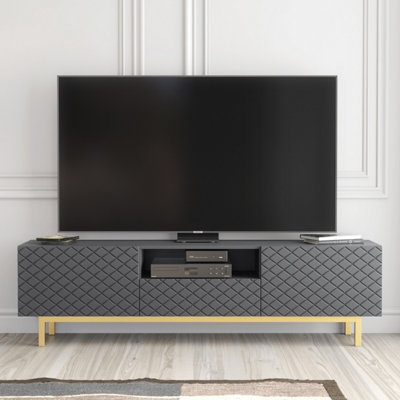 Diamond Luxe TV Unit 180cm - Dark Grey