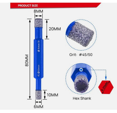 Diamond Tile Drill Bits 1/4"-1/4"(6mm-6mm) Double-Ended Hole Saw for ...