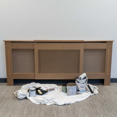 DIAMOND UNPAINTED RADIATOR COVER MDF WOODEN - ADJUSTABLE - 140-204CM (W ...