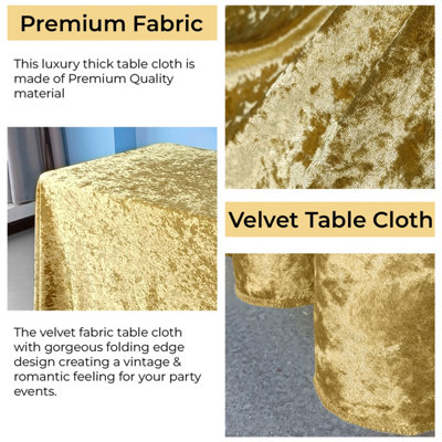Diamond Velvet Rectangle Tablecloth, Gold , 70 Inch x 144 Inch