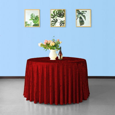 Diamond Velvet Round Tablecloth, Red , 90 Inch at B&Q