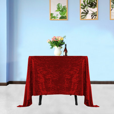 Diamond Velvet Square Tablecloth, Red , 90 Inch x 90 Inch | DIY at B&Q