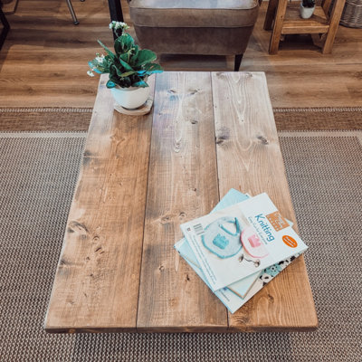 DIAN RUSTIC SOLID WOOD COFFEE TABLE (L120XW44CM) WITH ANGLED LEGS