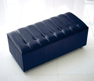 Diana Plush Velvet Gas Lift Ottoman Storage Box - Blue