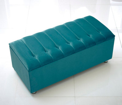 Diana Plush Velvet Gas Lift Ottoman Storage Box - Mallard