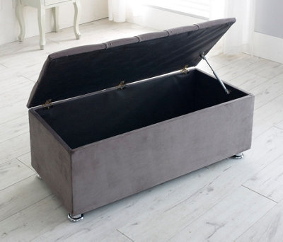 Diana Plush Velvet Gas Lift Ottoman Storage Box - Turmeric