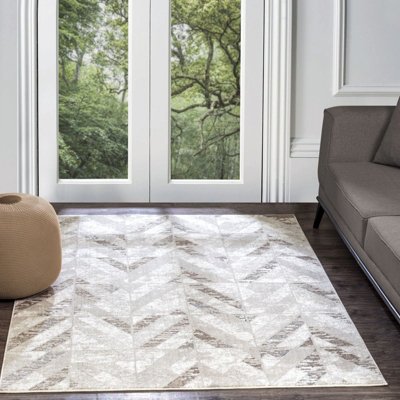 DIANA Scandi Geometric White/Grey Area Rug 200 x 275 cm
