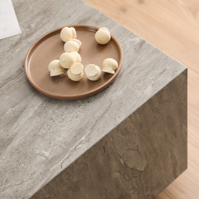 Dice Square Coffee Table in Grey Marble 90x90x42cm